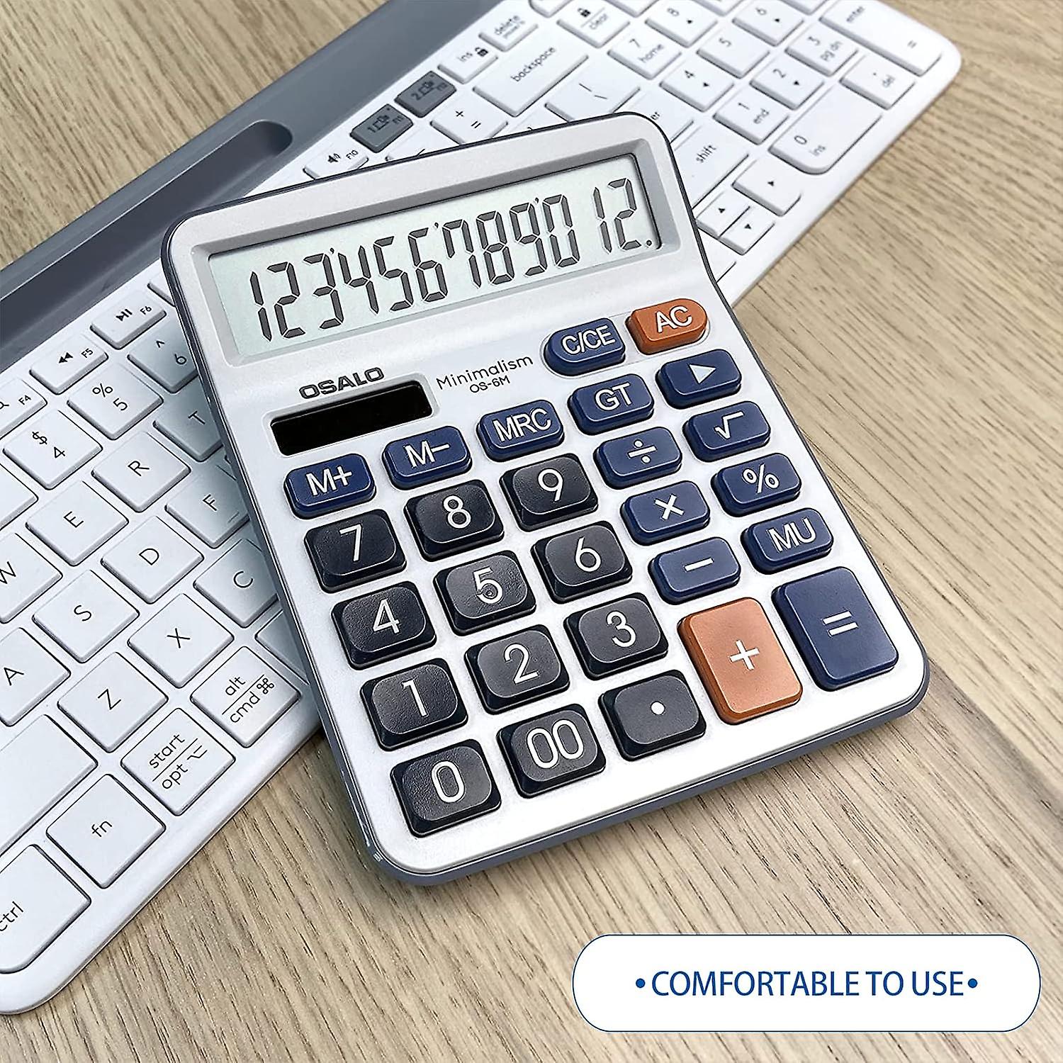 Calculator Office 12 Digit Extra Large Display Big Buttons Solar ...