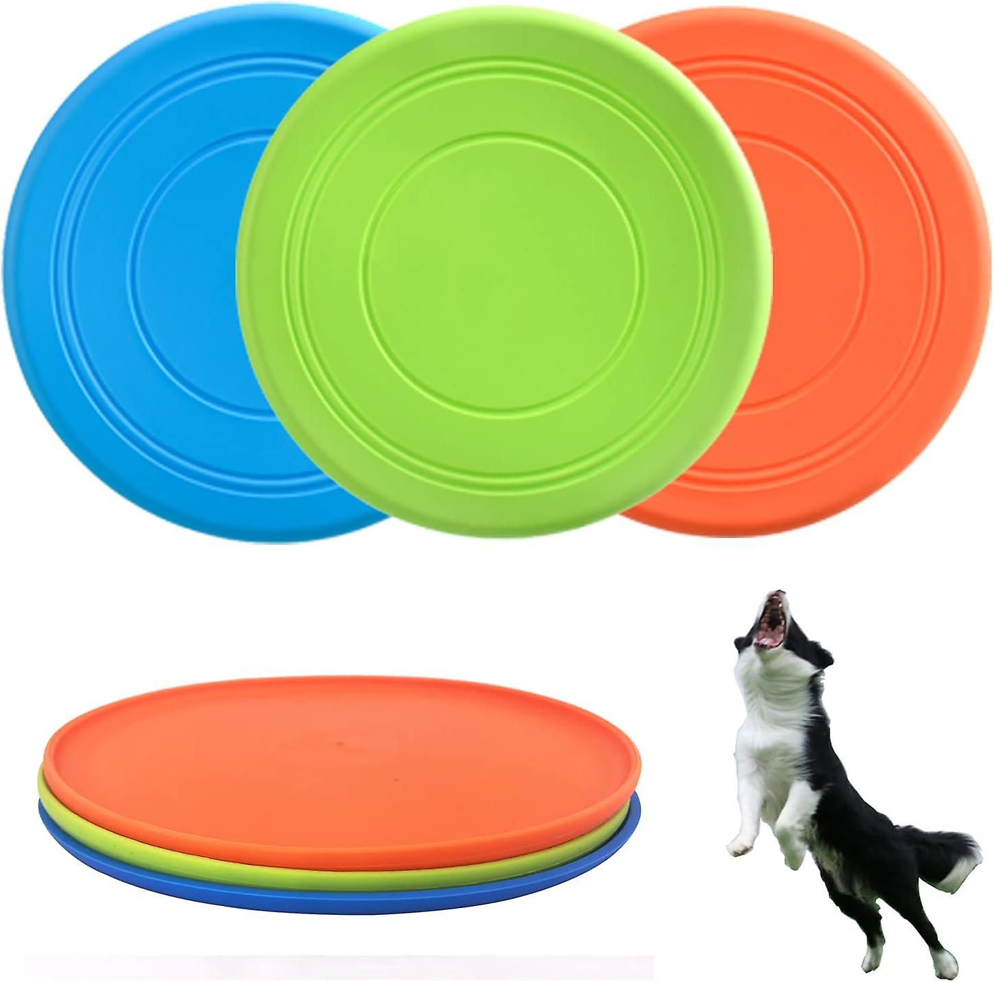 3 Pack Dog Flying Discs, Interactive and Lightweight Soft Rubber Dog ...