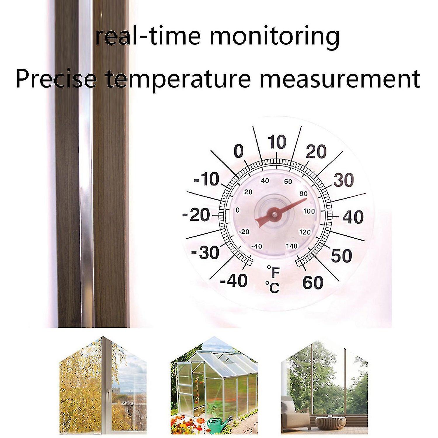 Window Thermometer Temperature Indoor/outdoor Dial Round Suction On Windows | Fruugo UK