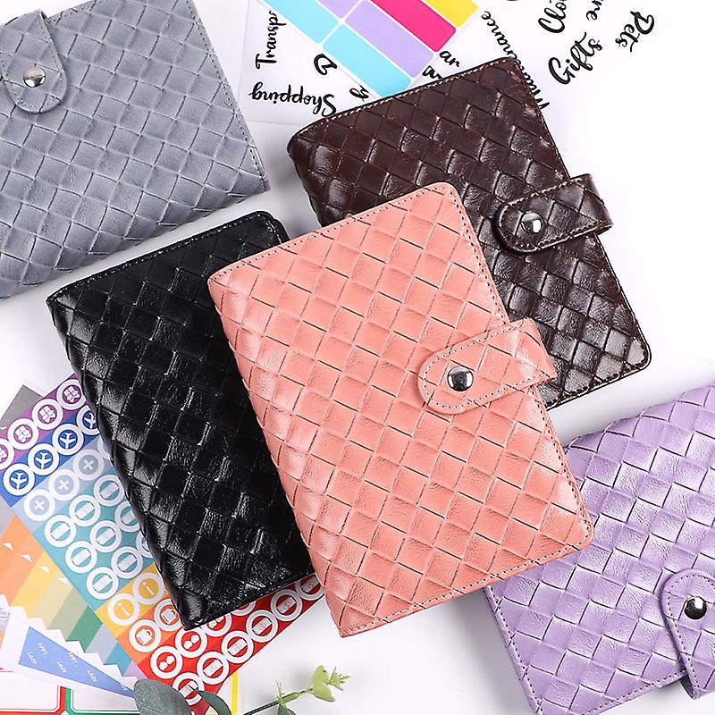 A6 Loose Leaf Folder Ledger Woven Pattern Notebook Leather Pu6 Hole ...