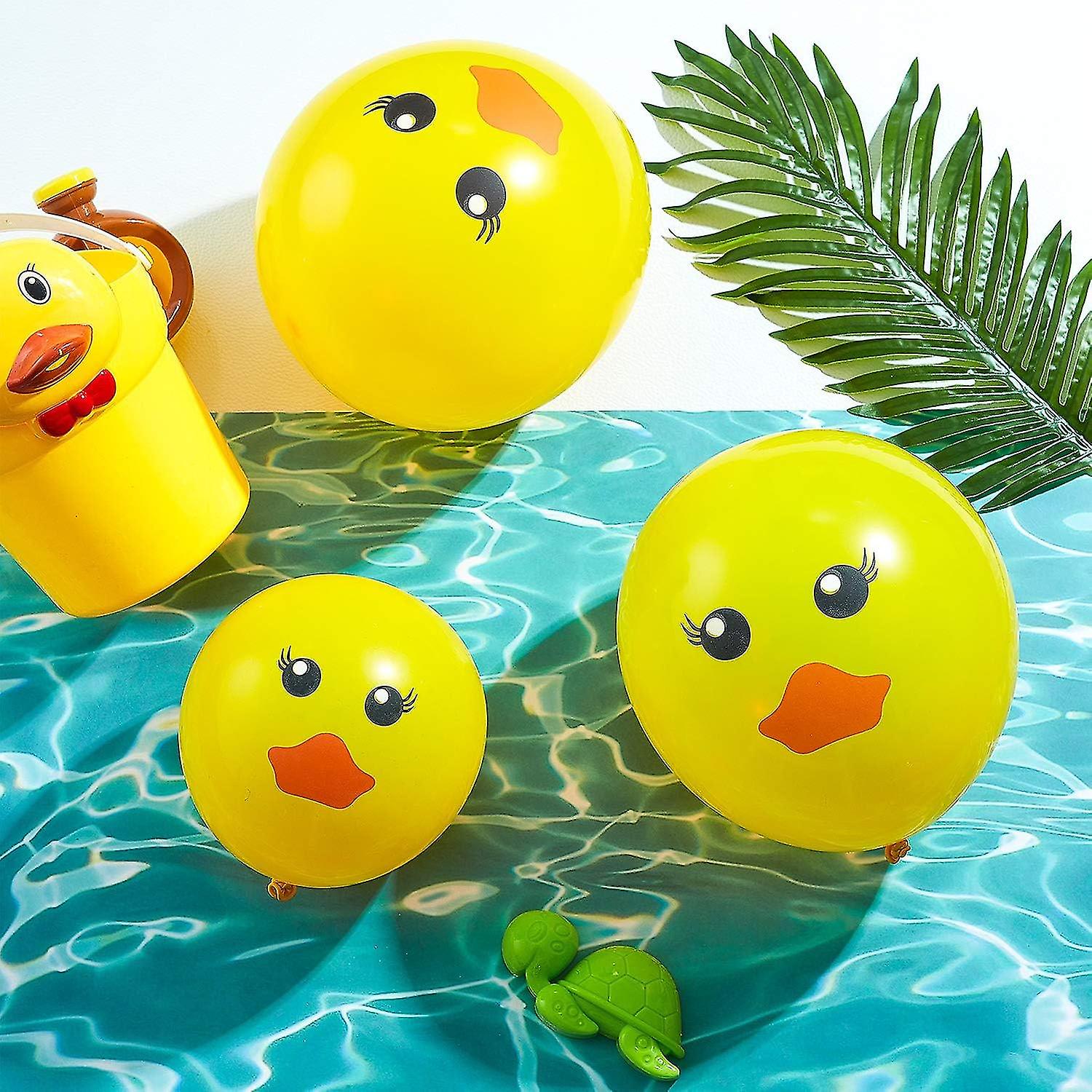 60 Pieces Yellow Duck Latex Balloons Cartoon Duck Printed Balloons Cute ...