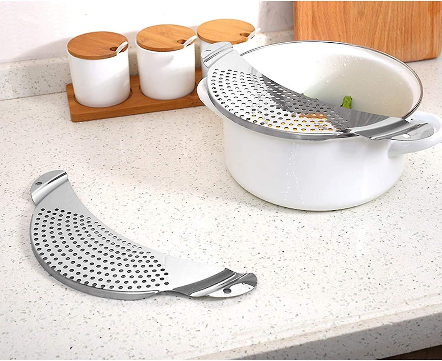 Stainless Steel Colander with Handle, 2 Stainless Steel Pasta Strainers ...