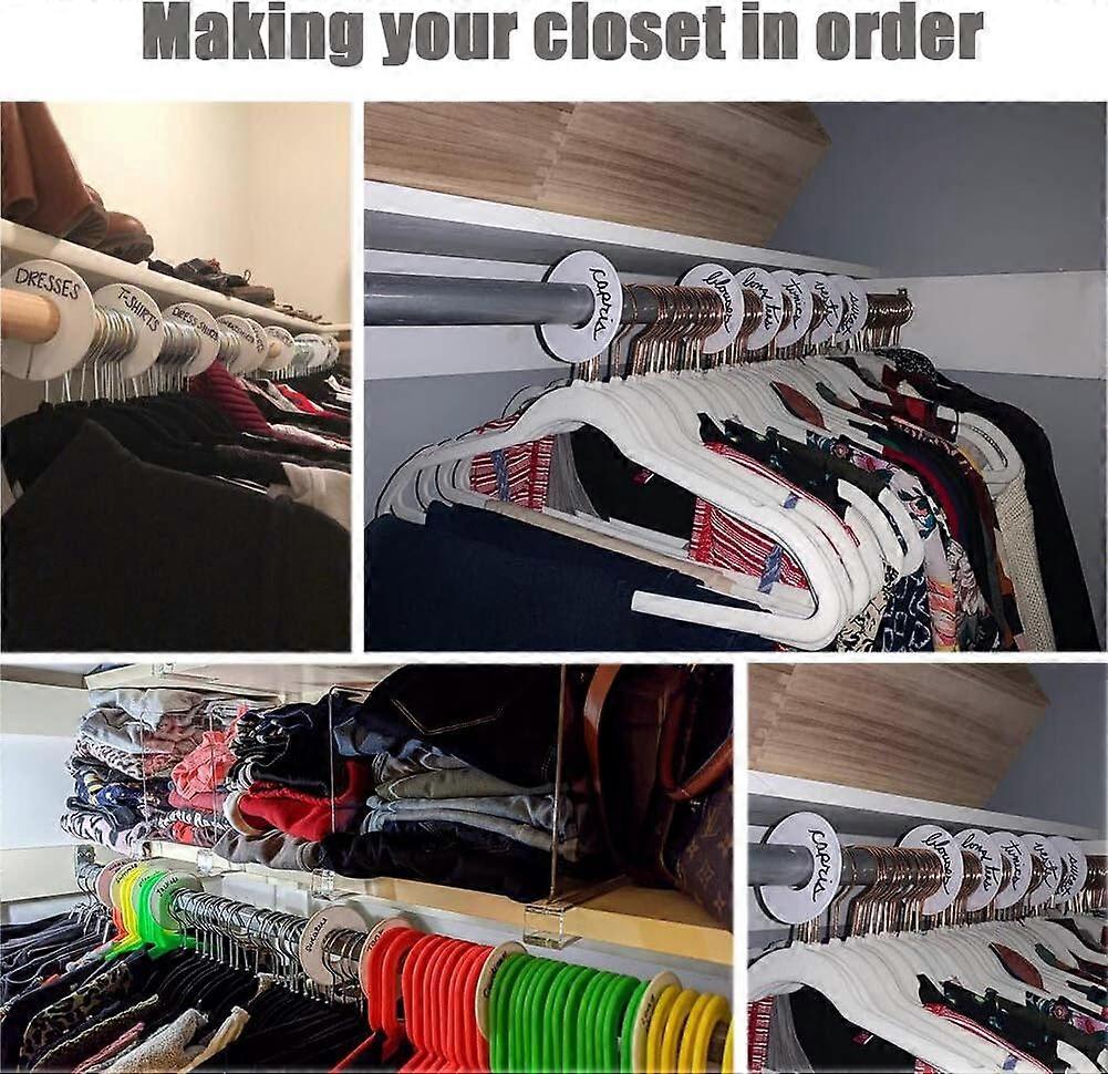 10PCS Plastic Clothing Rack Size Dividers White Round Hanger Separator ...
