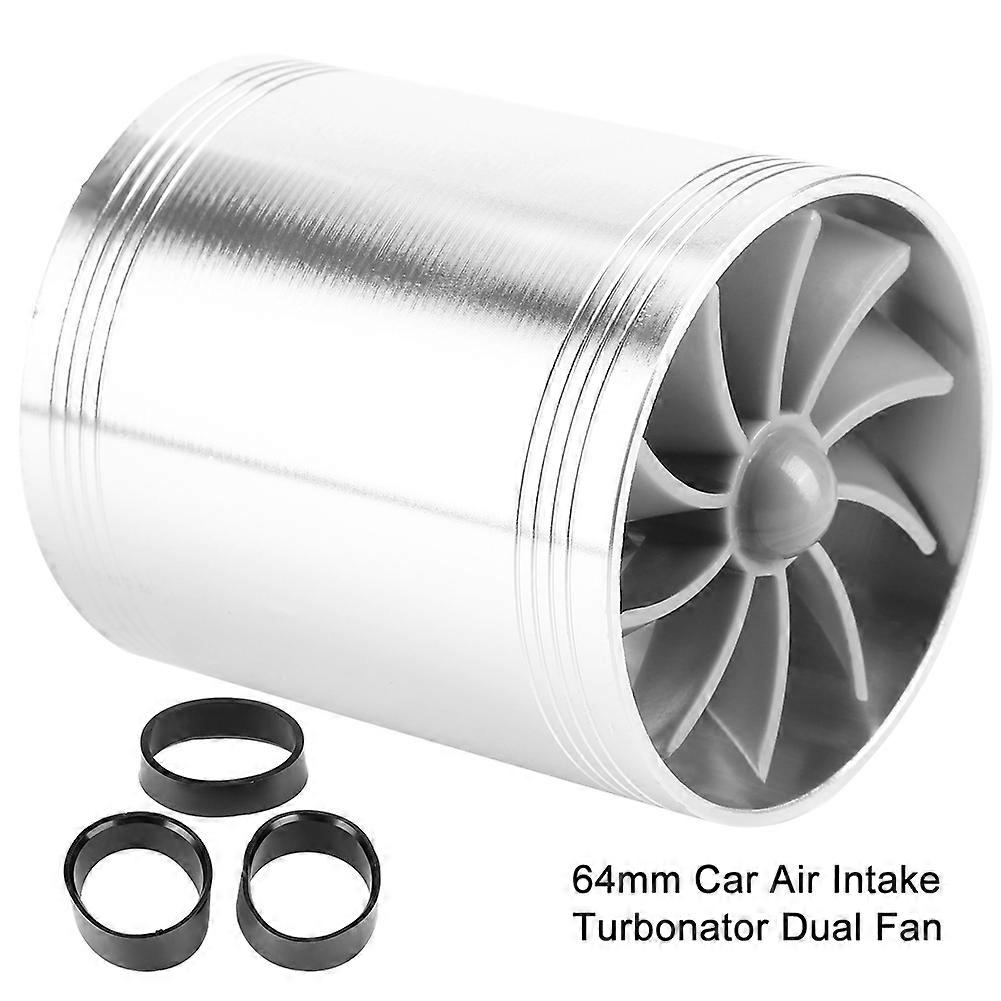 Car Air Intake Turbonator Dual Fan Turbine Super Charger Gas Fuel Saver ...