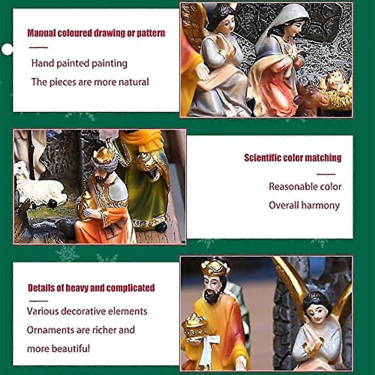 Wooden Nativity Set With Figures Nativity Scene For Christmas Decor ...