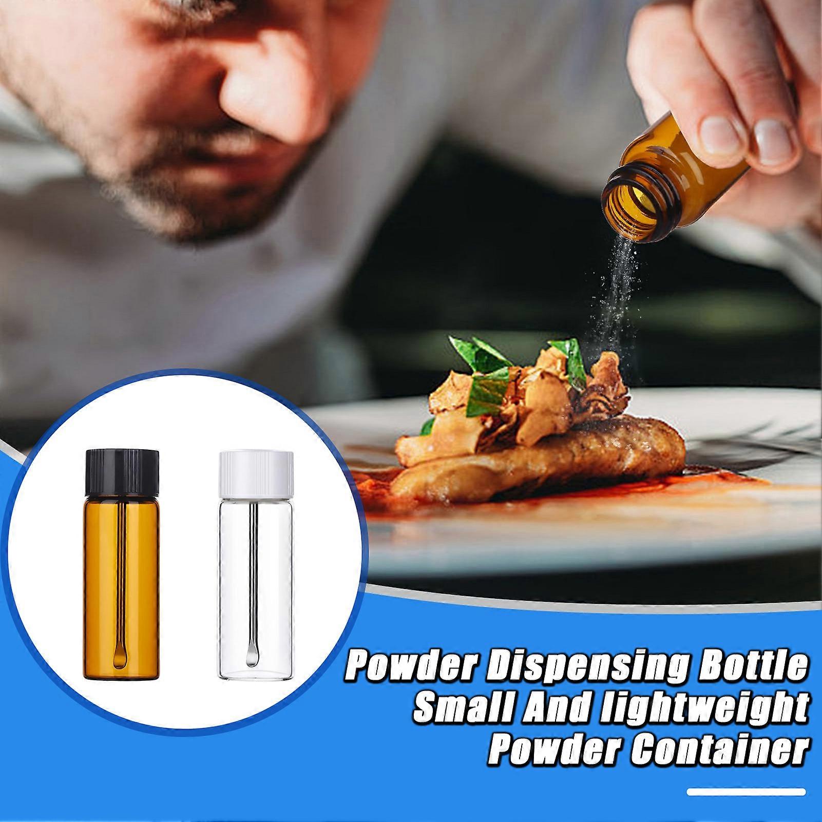 5/10Pcs Glass Powder Dispensing Bottles with Spoons Airtight Travel ...