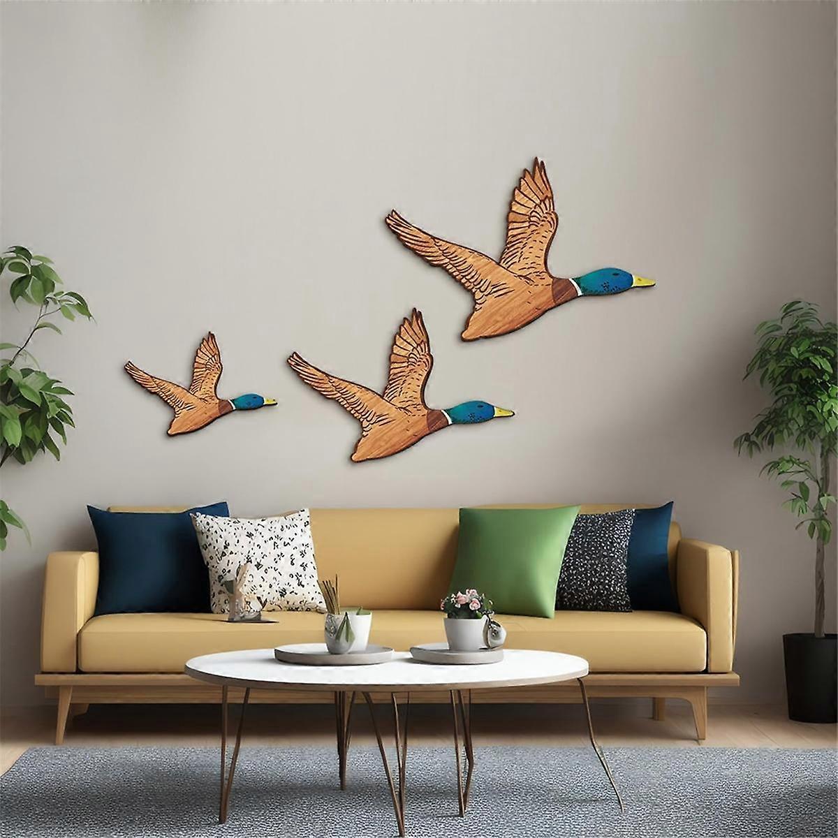 3 Size Mallard Duck Wall Art Wooden Ducks Wall Decor Rustic Flying ...