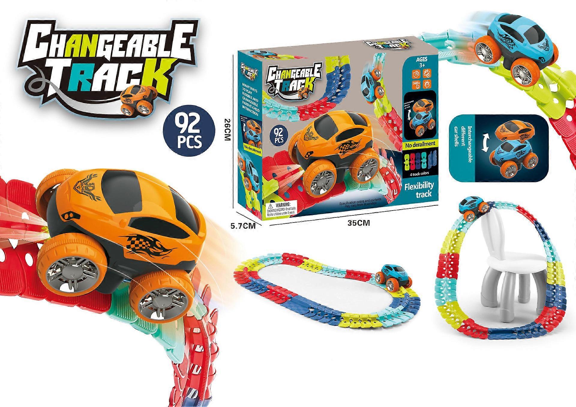 Zero Gravity Car Track Set With Led Light-up Flexible Changeable Magic ...