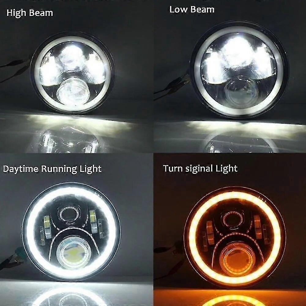 Led 7 inch Headlight For Land Rover Defender 90/110 With Halo Ring+10p ...
