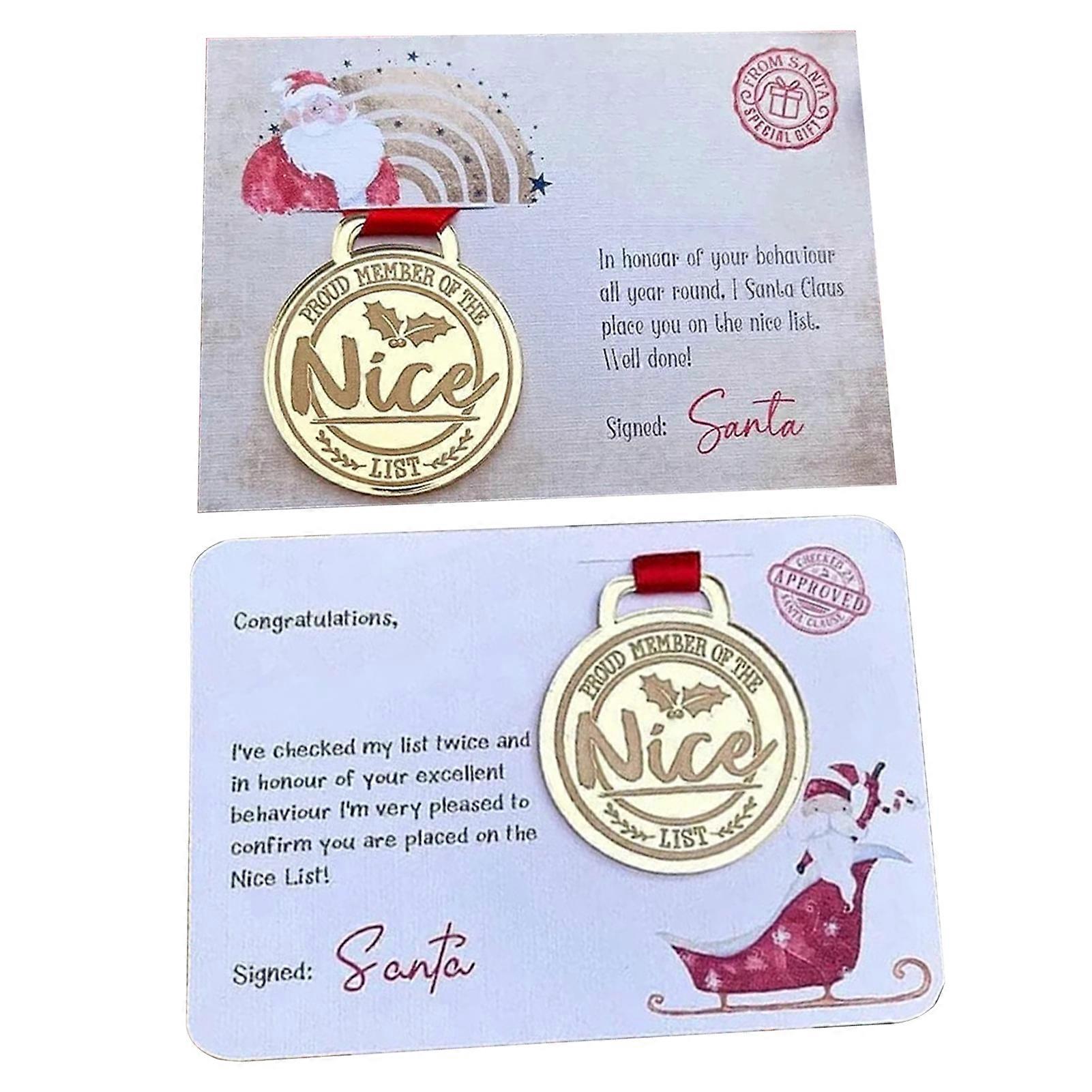 1/2Pcs Christmas Eve Nice List Medal Greeting Card Nativity Christmas ...