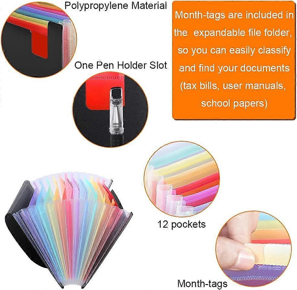 Colored File Folders, 900 Sheets Capatity 12-Pocket Expanding File ...