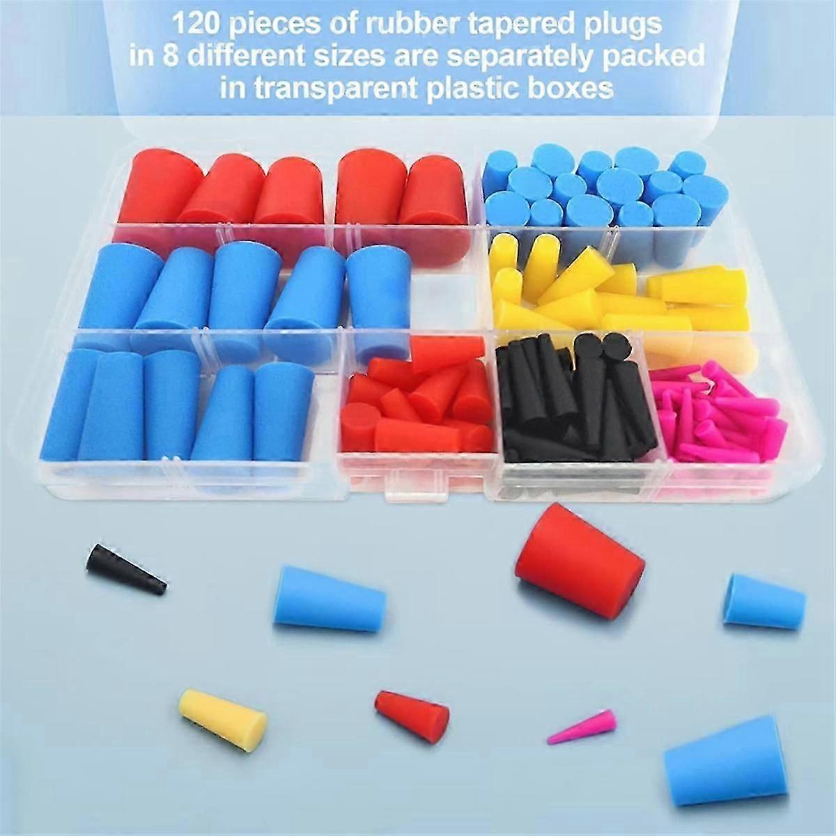120Pcs Silicone Rubber Tapered Plugs, High Temp Silicone Rubber 8 Sizes ...