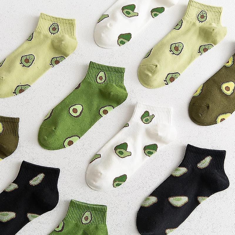 5 Pairs Avocado Short Socks, Sweat-absorbent Printed Socks, Super Soft ...
