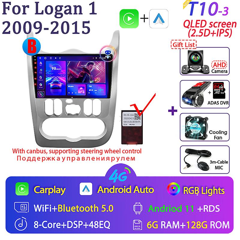 For Logan 1 Sandero 2009-2015 Largus Dacia Duster 2 Din Android 11 Car Radio Multimedia Player ...