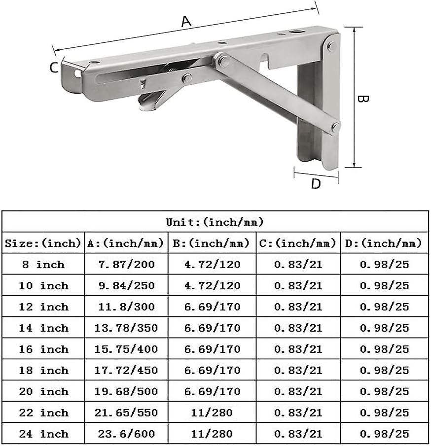 Folding Shelf Brackets, Max Load 300 Lb, Heavy Duty Stainless Steel ...