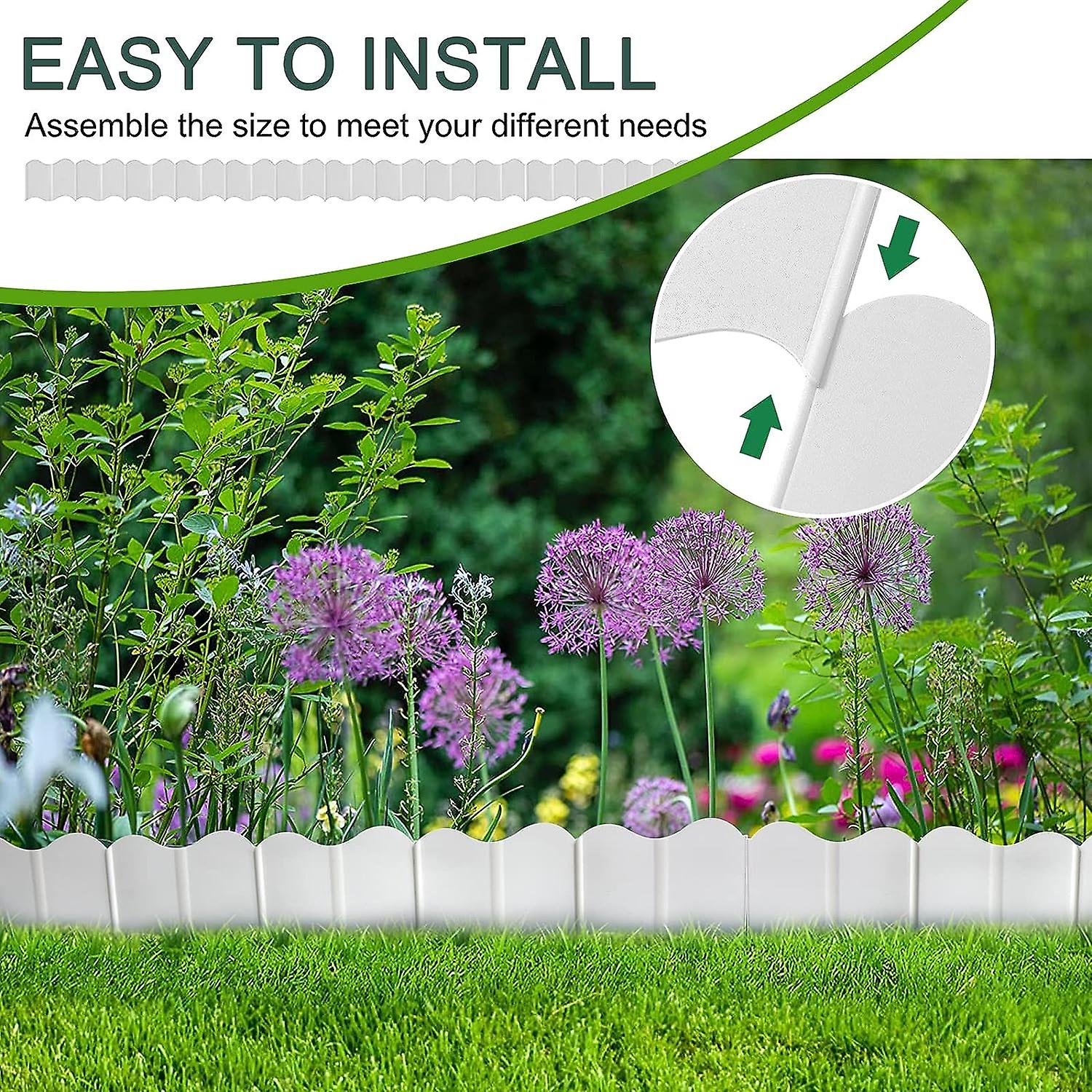 Plastic Lawn Edging, 40pcs Flexible Interlocking Garden Edging ...