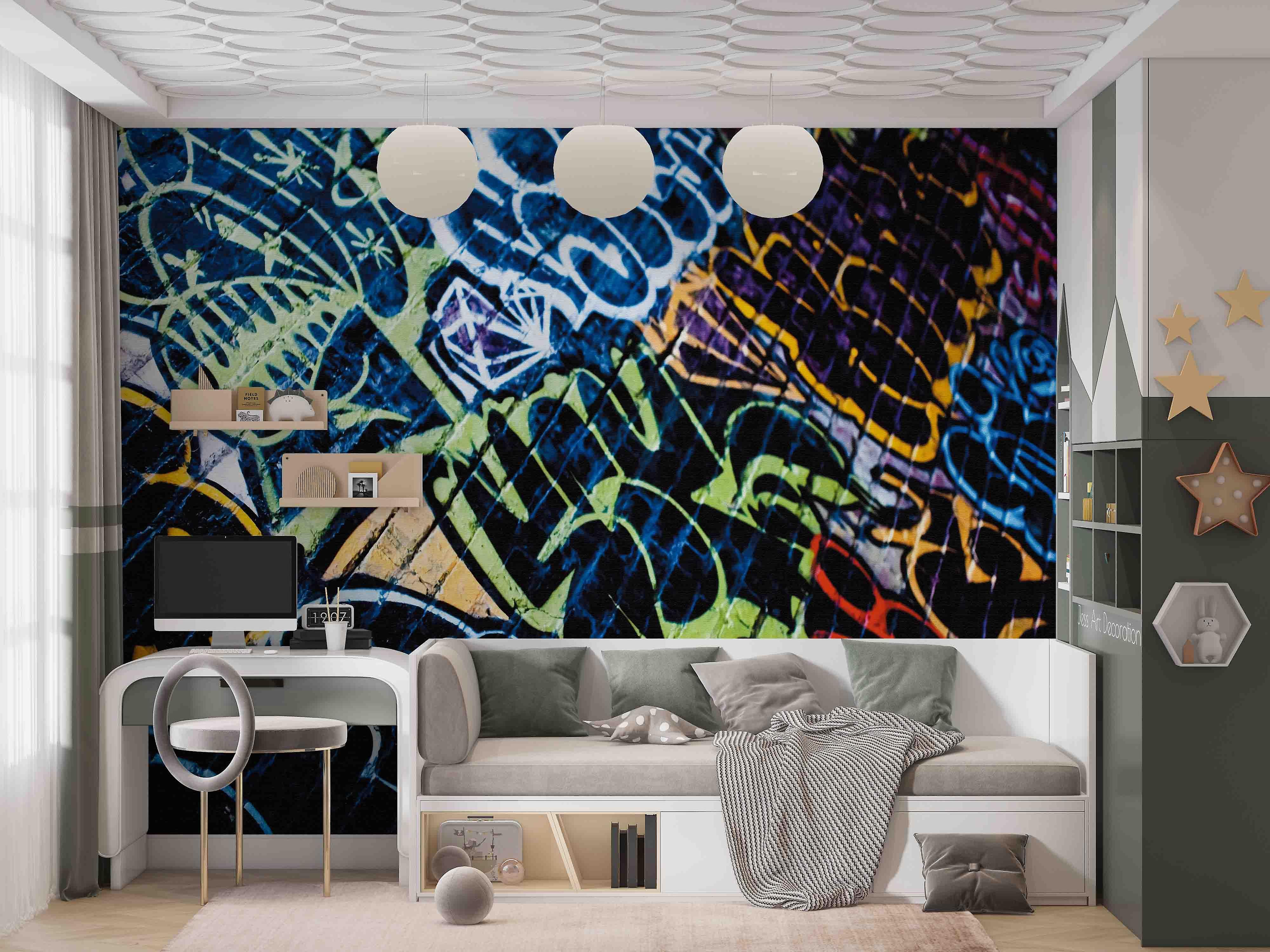 3D graffiti alfabet mønster veggmaleri tapet tapet GD 2715 | Fruugo NO