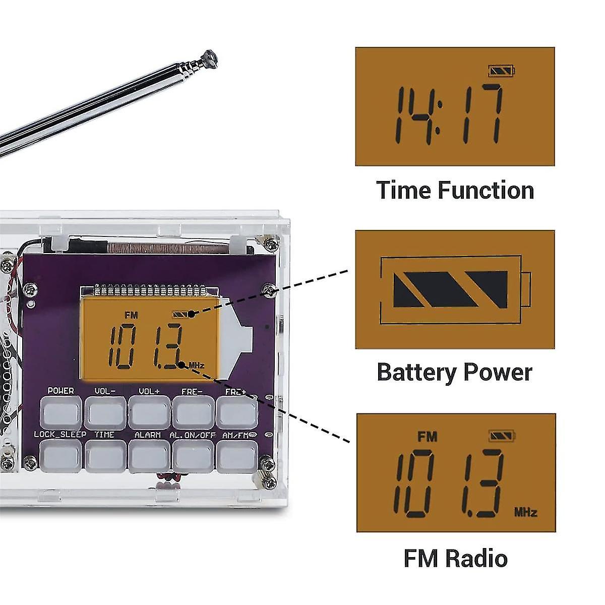 DIY Digital Radio Kit med klocka Fm 87-108MHz Digital Radio LCD-skärm ...