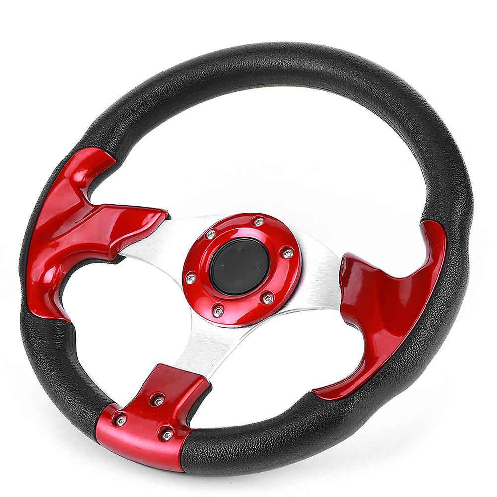 Racing Car Steering Wheel 320mm Red PVC with Horn Button Universal ...