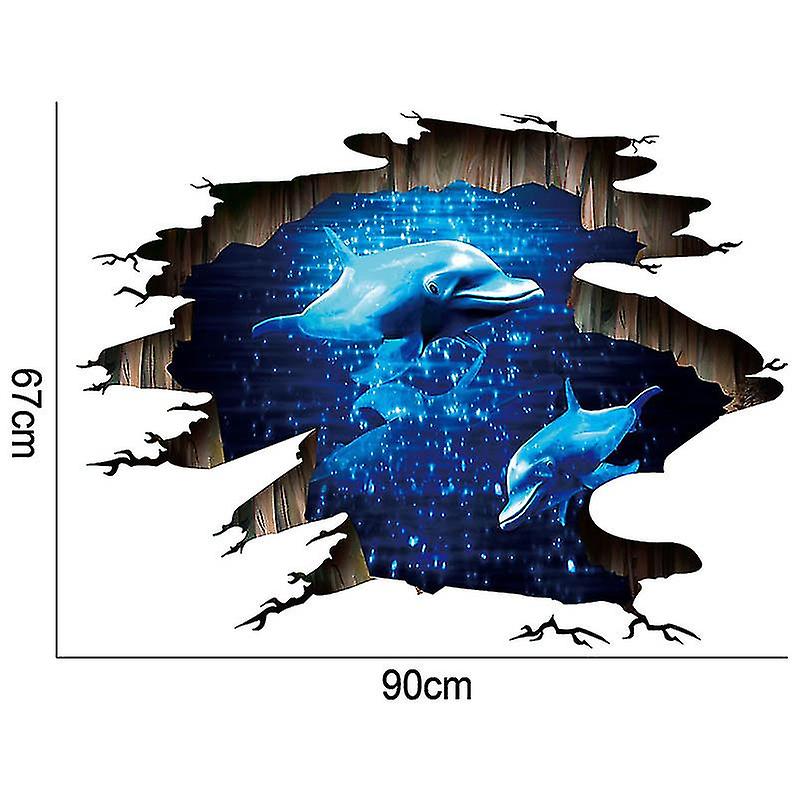 3D Dolphin Deep Sea Wall Sticker Living Room Bedroom Bathroom Floor DIY ...