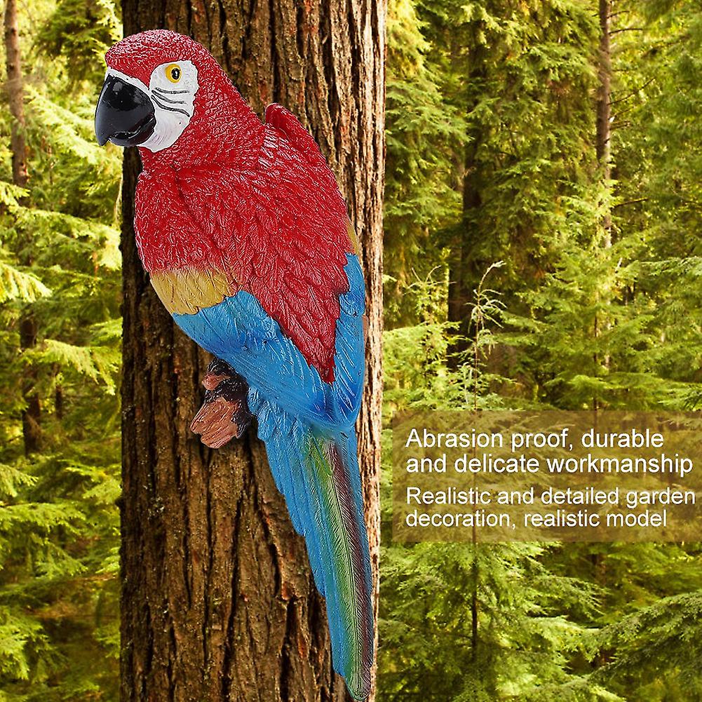 Resin Parrot Figurine Lifelike Bird Ornament Garden Sculpture Wall ...