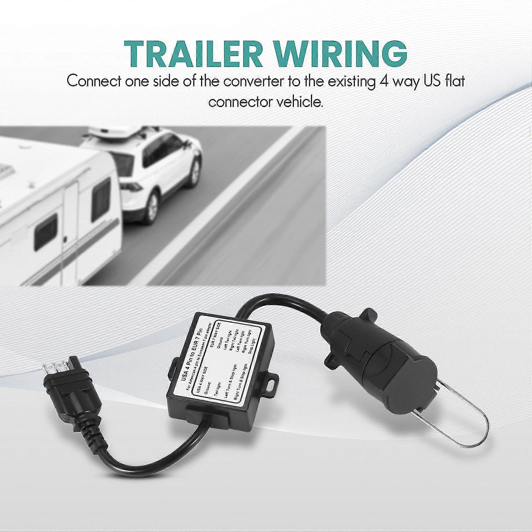 US To Europe Trailer Light Converter 4 Way Flat Socket (American ...