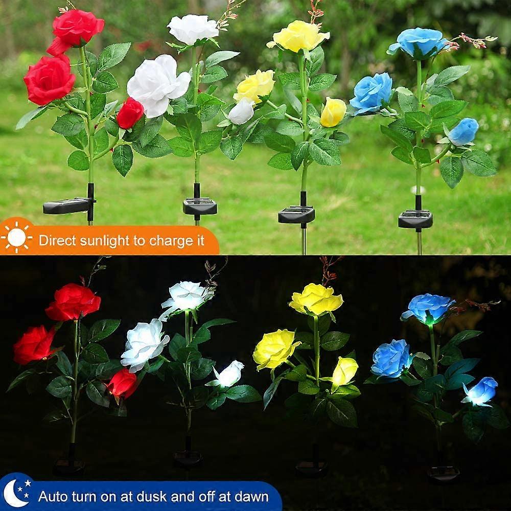 Rose Flower Solar Light Outdoor Path Garden Decoration Light Solar ...