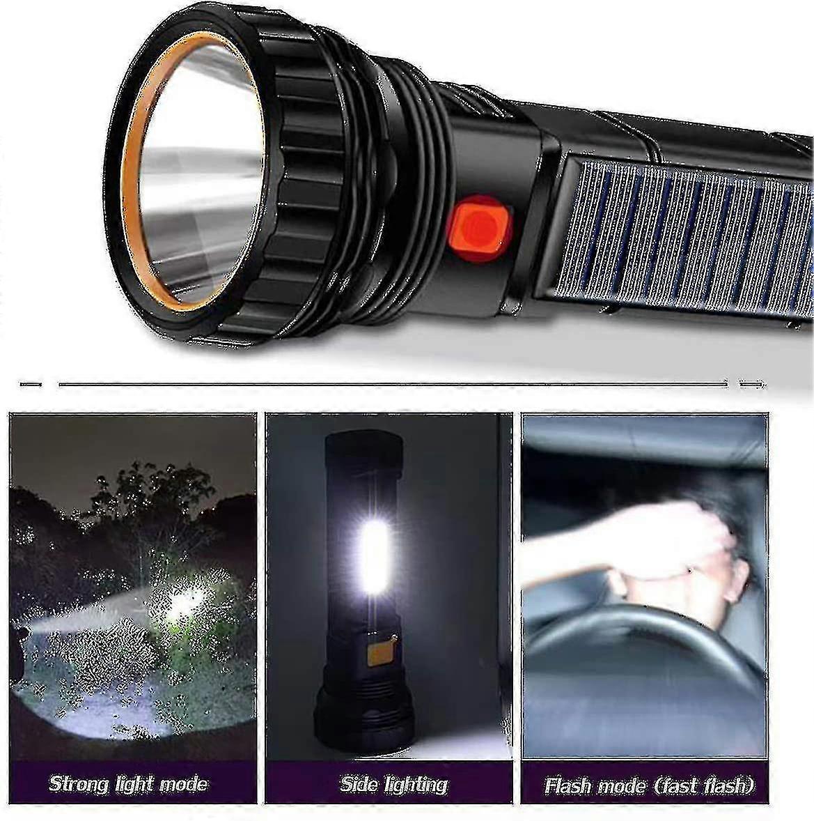 Solar/rechargeable Multi Function 1000 Lumens Led Flashlight,with Emergency Strobe Light-sfygv ...