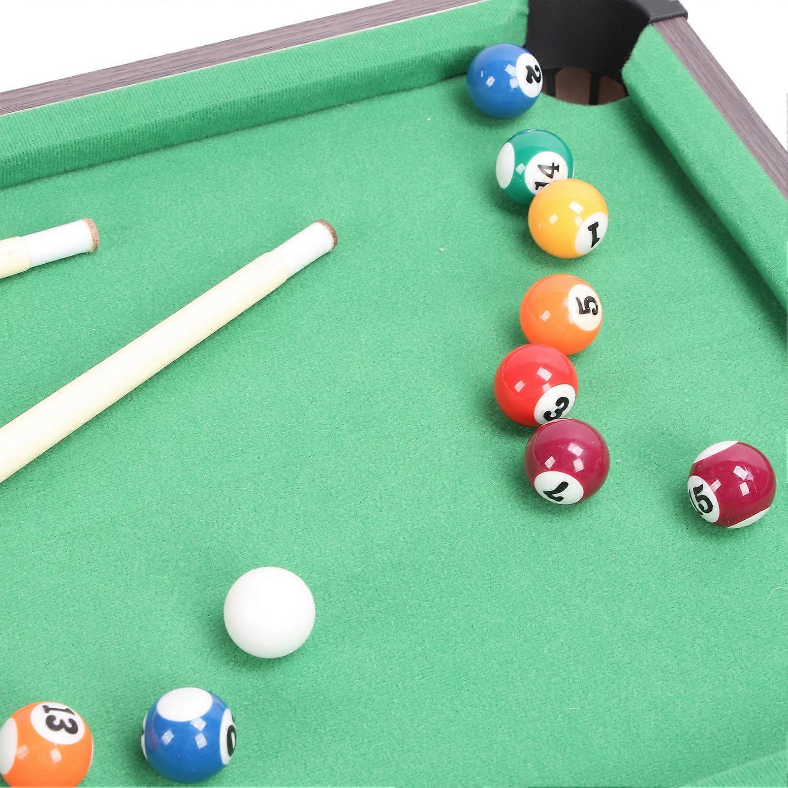 Wooden Table Top Pool Table with 15 Colored Balls 1 Cue Ball 1 Brush 2 ...