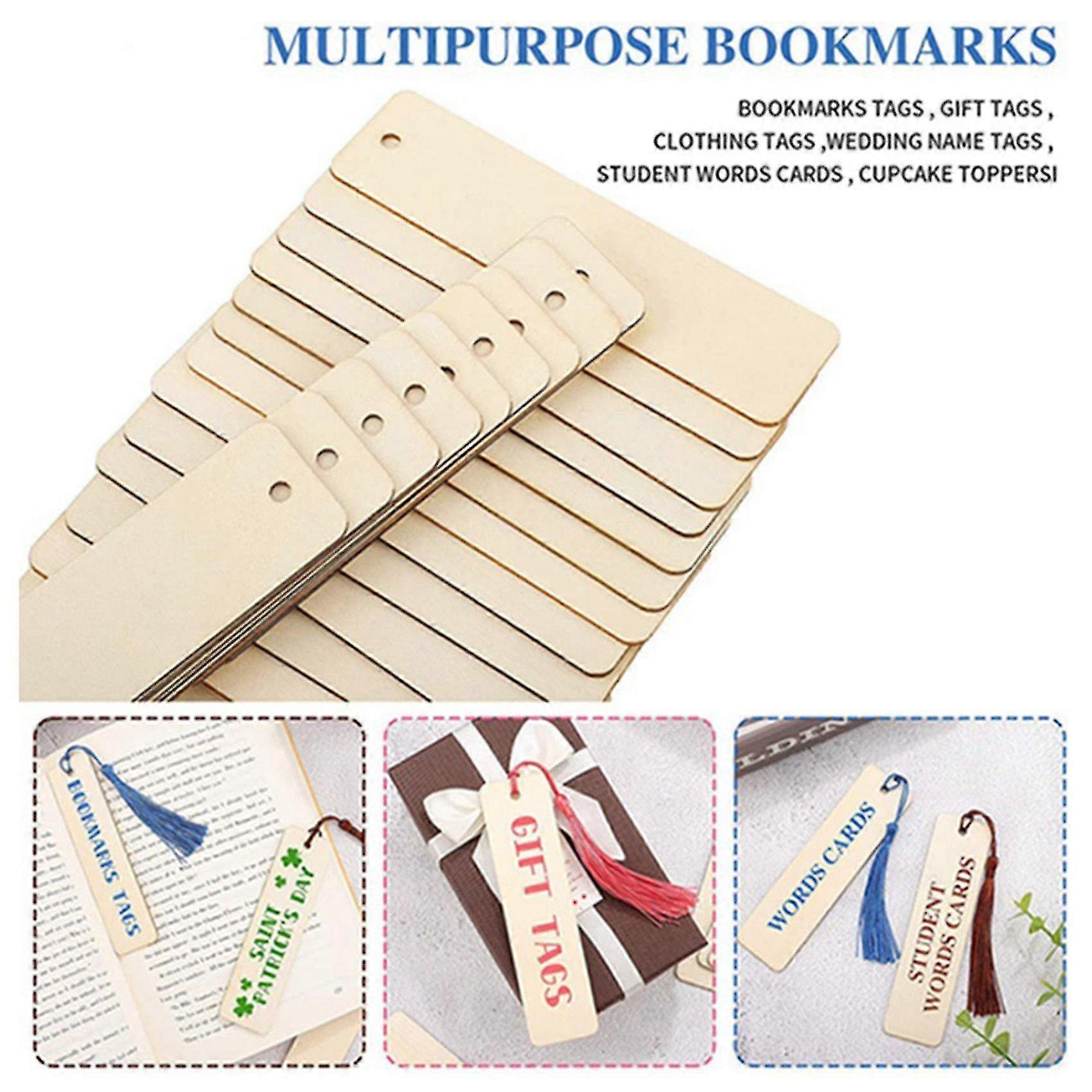 36 Pieces Of Wooden Bookmarks Diy Blank Wood Chips Wooden Bookmarks ...