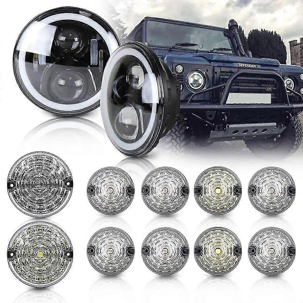 Led 7 inch Headlight For Land Rover Defender 90/110 With Halo Ring+10p ...
