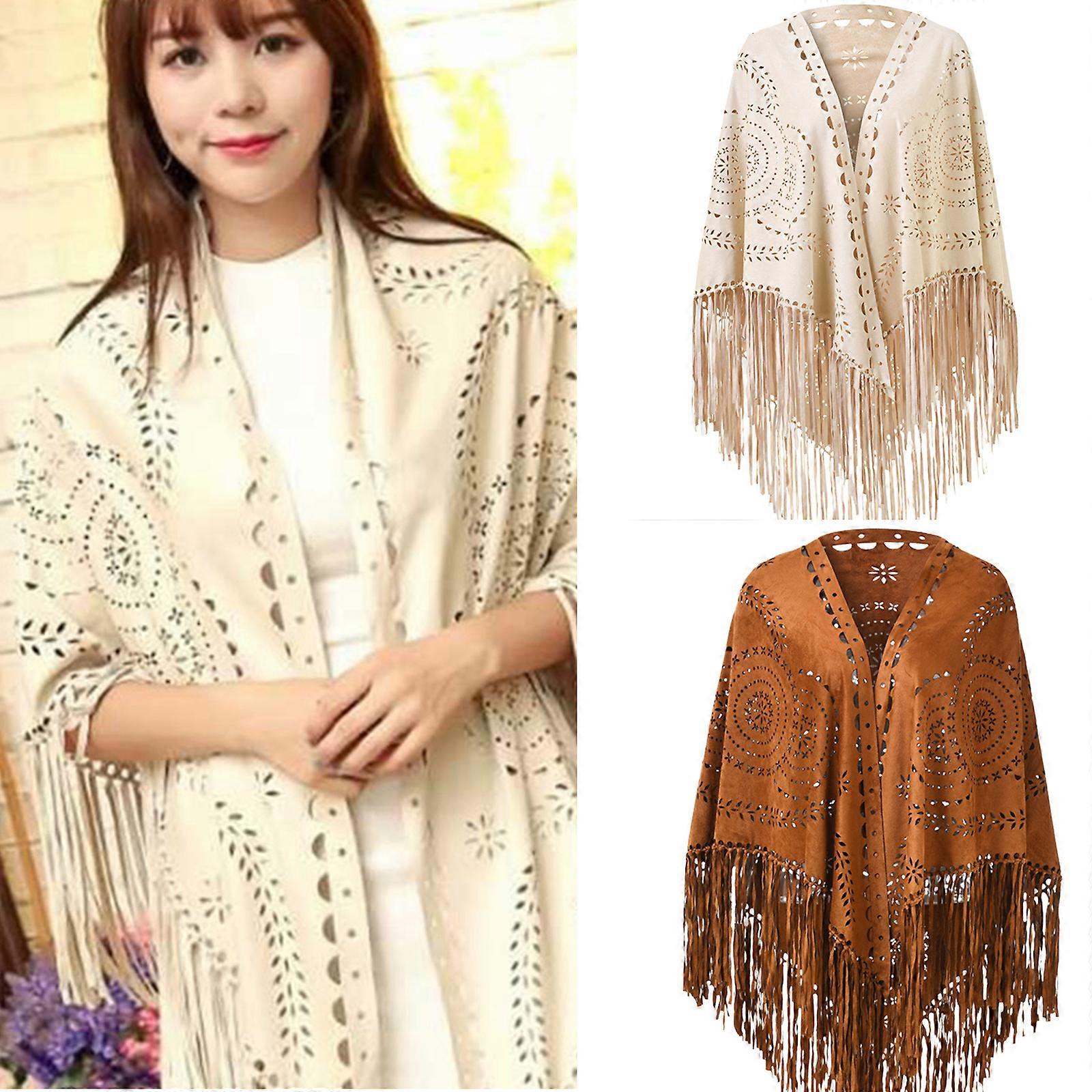 Elegant varm poncho med tofsar, mjuk varm kappa, snygg ...