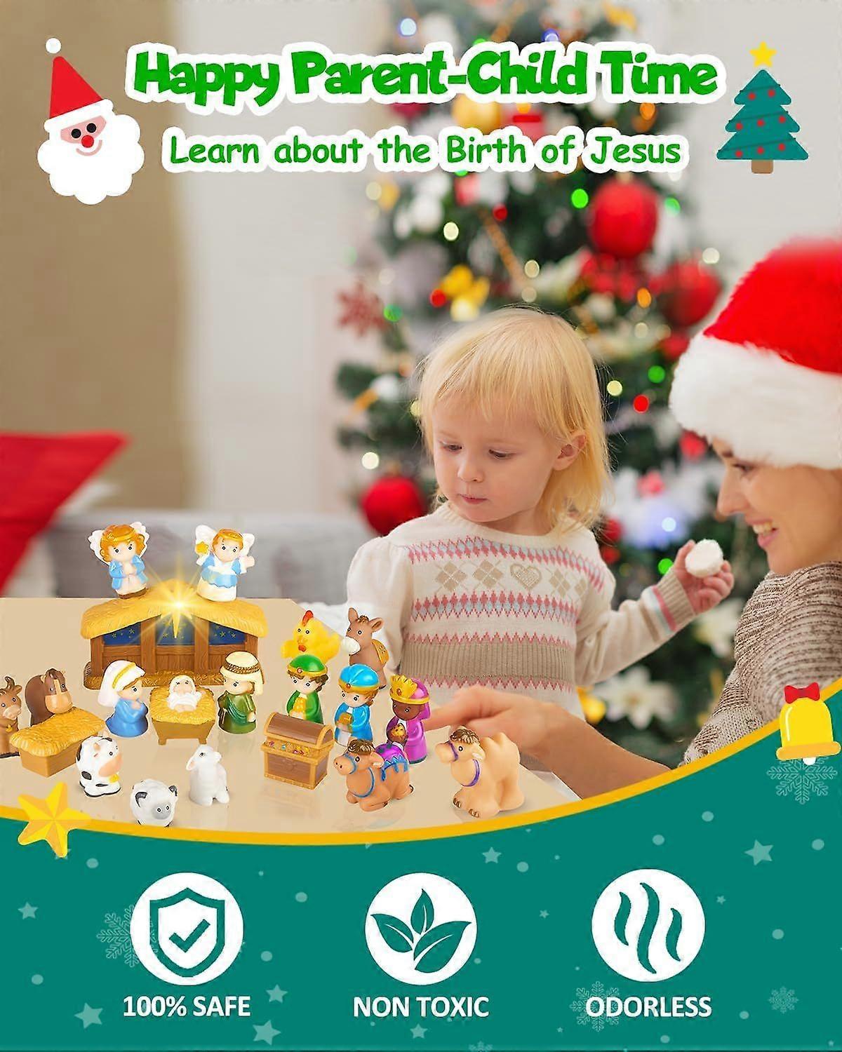 Nativity Advent Calendar 2025 Kids, Christmas Story Nativity Playset ...