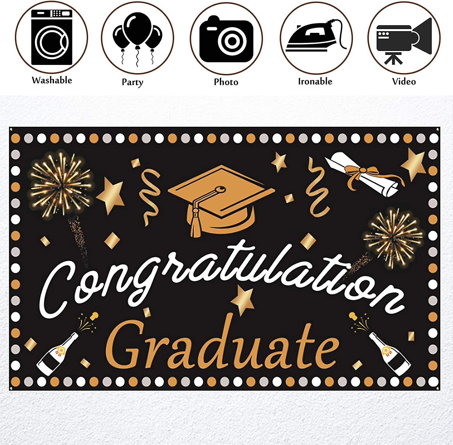 Graduation Backdrop 71" X 45", Extra Large Congratulations Graduation ...