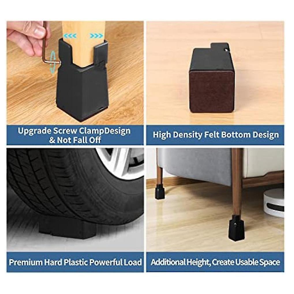 Adjustable Chair Risers With Screw Clamp, 2 Inch Height Sofa Tables Bed ...