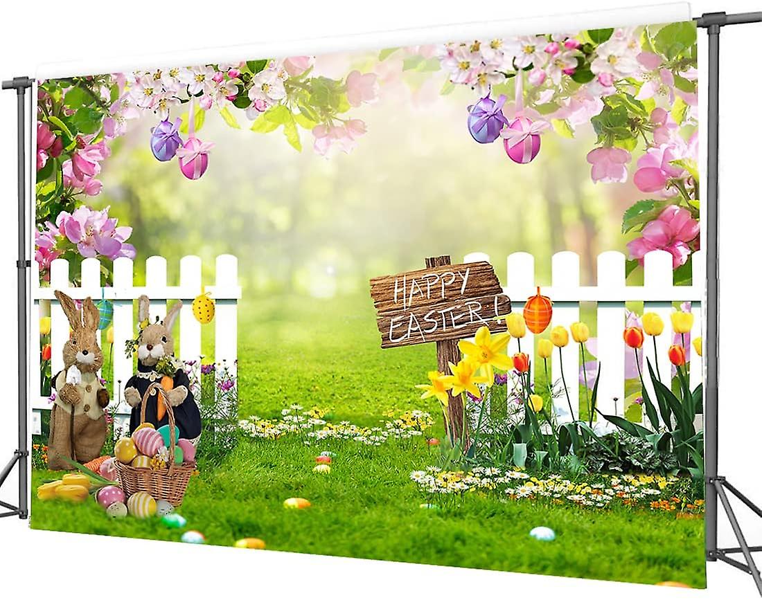 8x6ft Easter Backdrop Spring Easter Garden Photography Green Grass Lawn ...