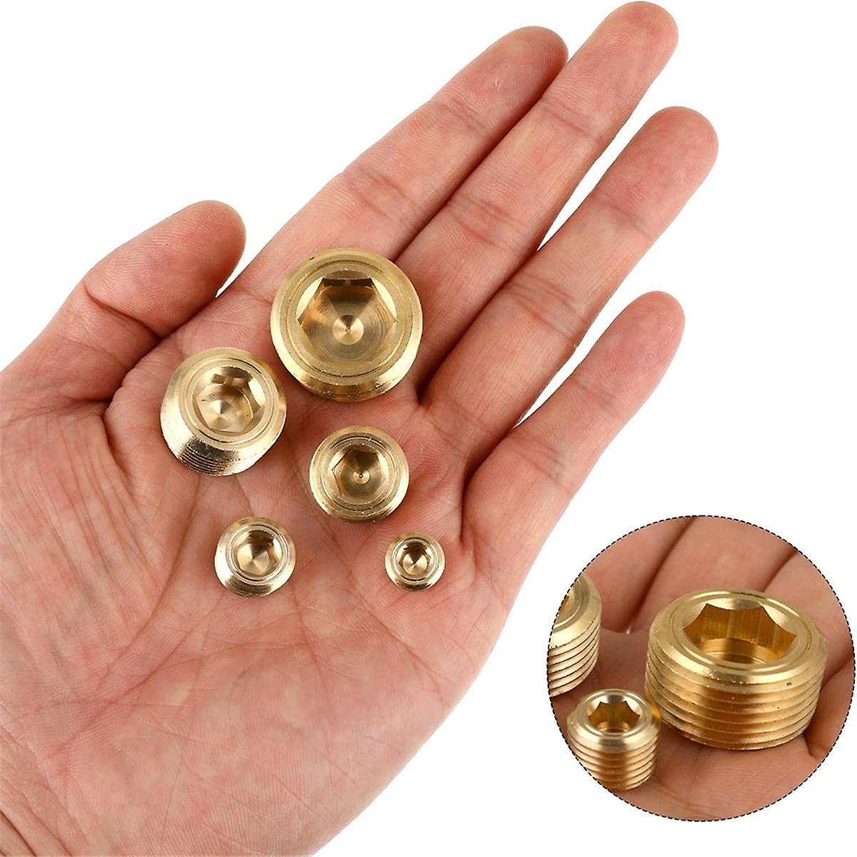 10 Piece Pipe Plug Socket Set Brass Pipe Plug Fittings Male Internal ...