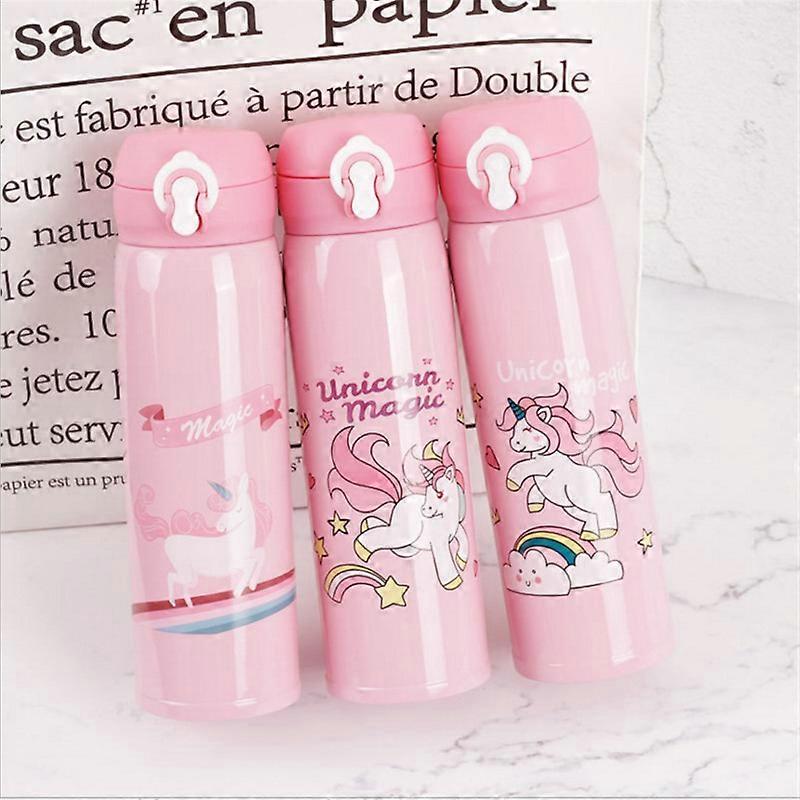 Water Bottles 500ml Capacity Drinking Water Cartoon Unicorn Stainless ...