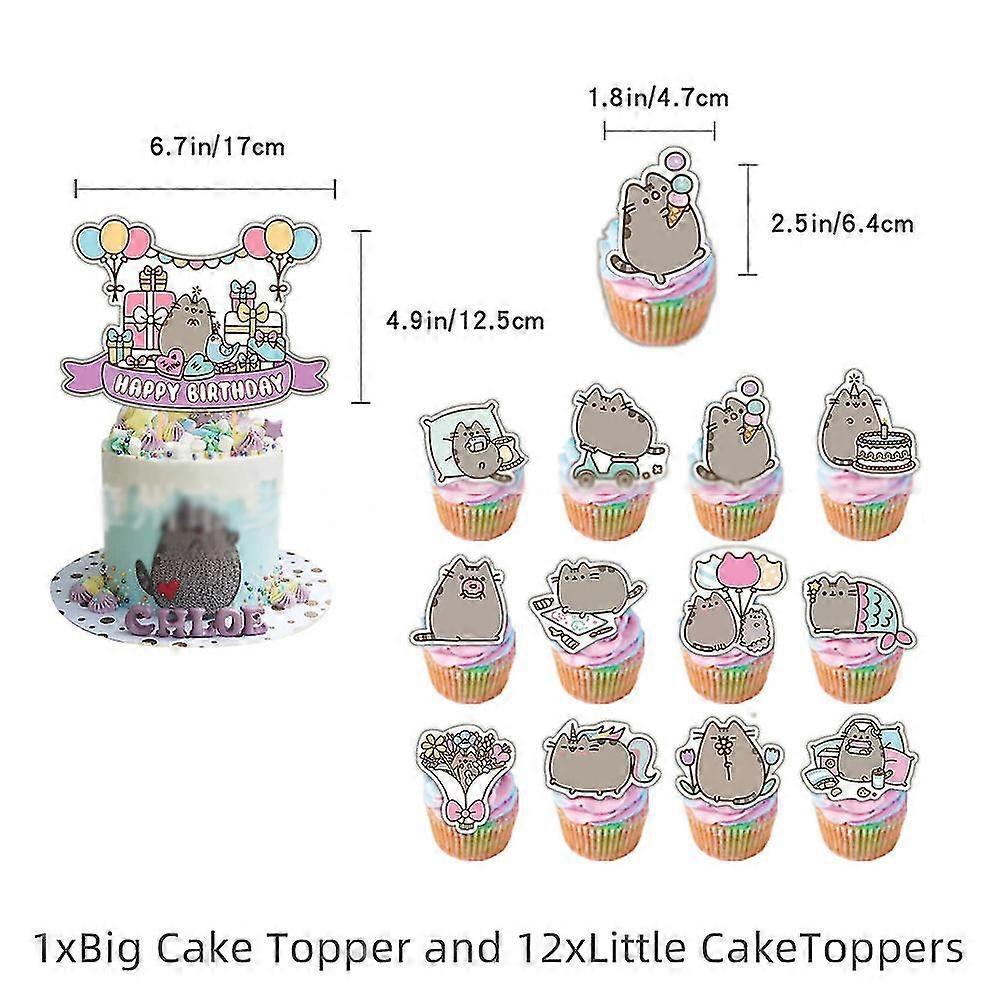 Pusheen Cute Cartoon Kids Birthday Party Decorations Set Balloons ...