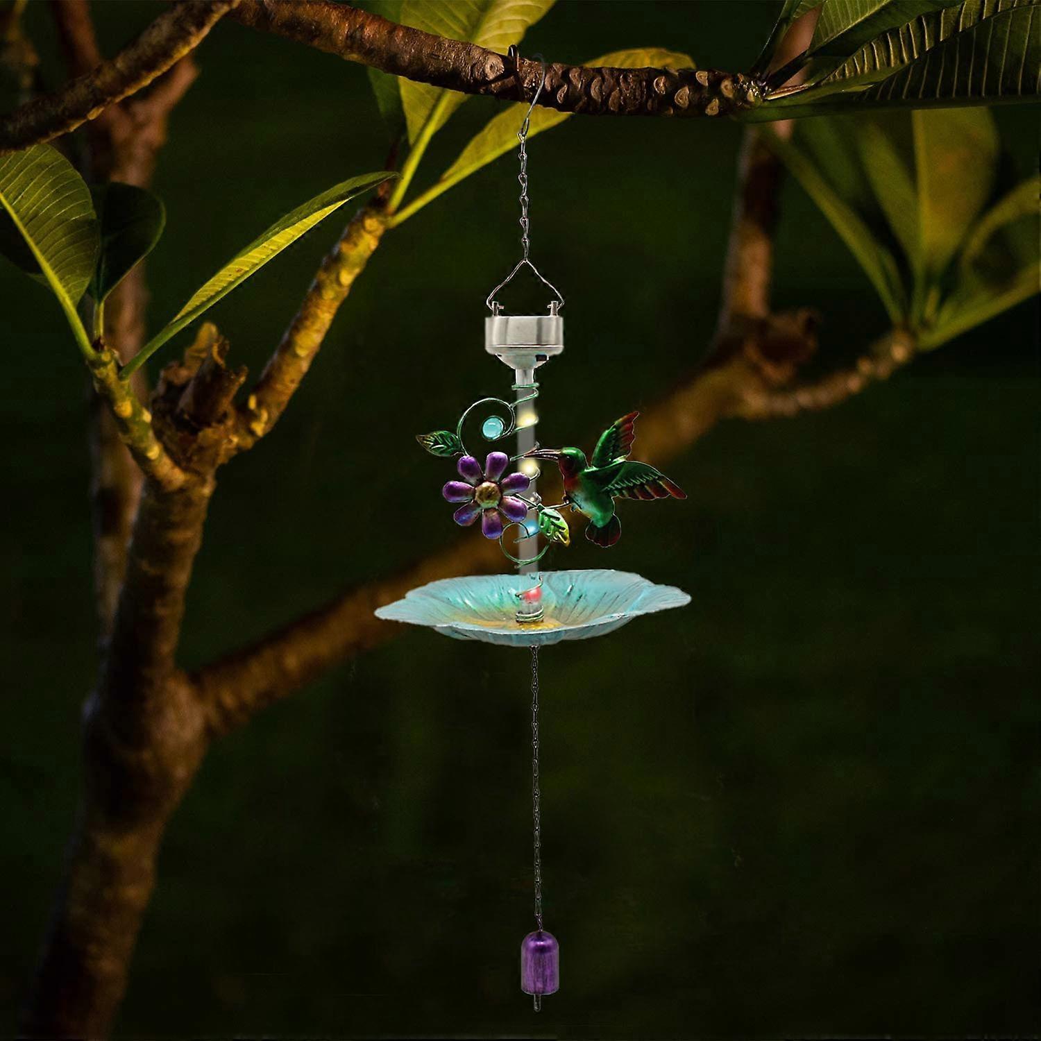 Solar Powered Birds Bath Hanging Beautiful Solar Birds Feeder Wild ...