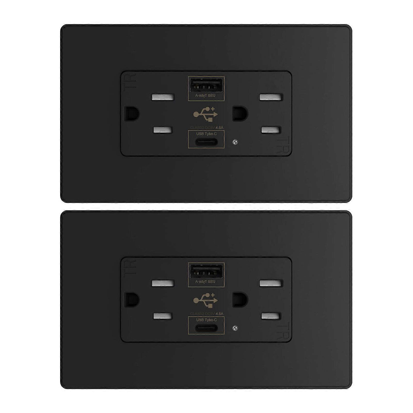 4.8A USB Type C Wall Outlet Duplex Receptacle 15 Amp Tamper Resistant ...