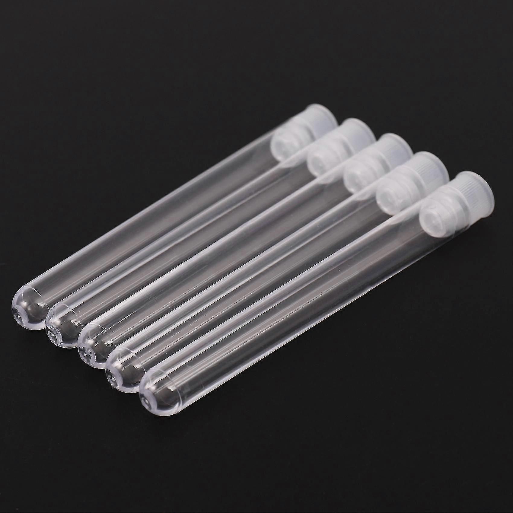 100pcs Clear Plastic Test Tube With Cap 12x100mm U- Bottom Long ...