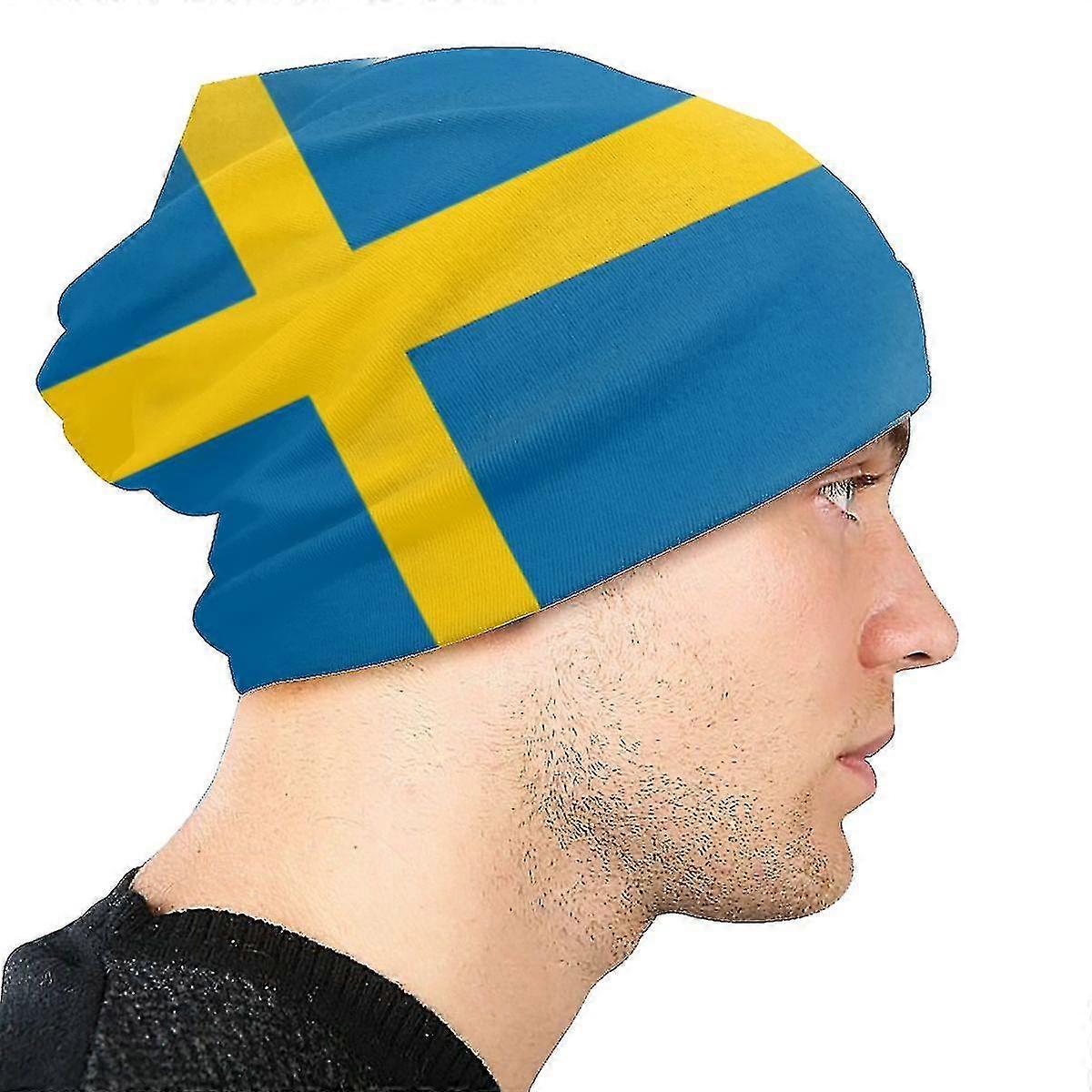 Flag Of Sweden Slouchy Beanie Men Women Unisex Streetwear Winter Warm ...