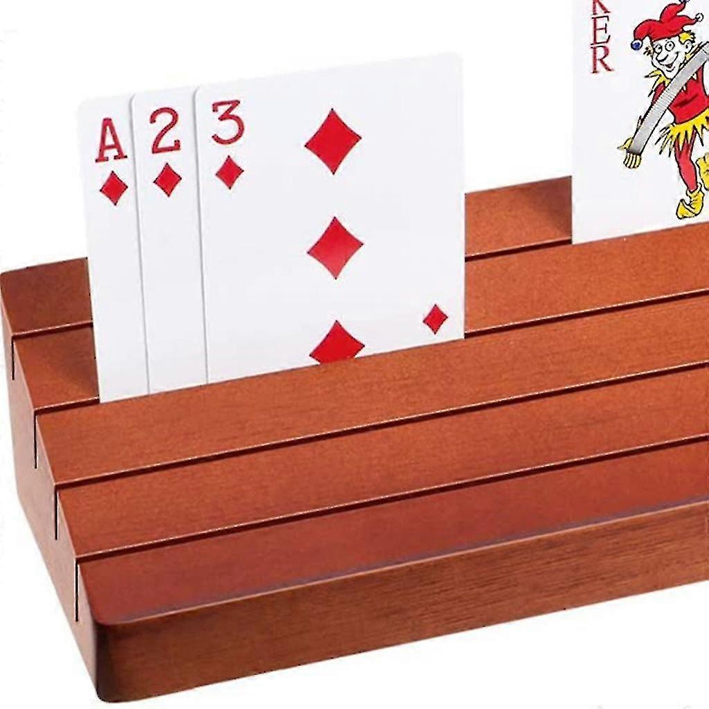 Wooden Playing Card Holder Poker Rack Trays For Organizing Cards On ...