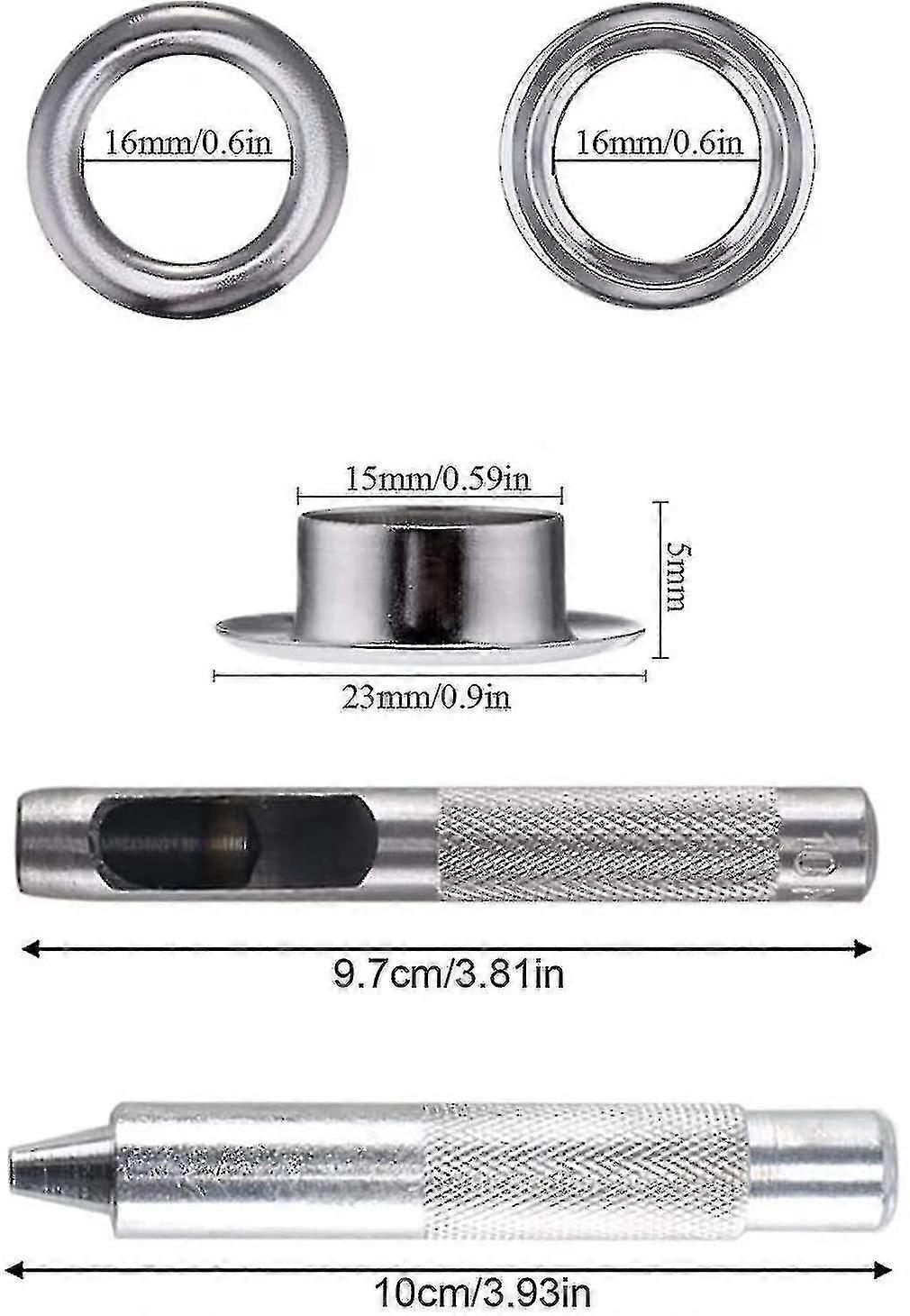 100 Sets Eyelets 16mm Eyelet Kit Eyelets Tools Metal Grommet Eyelet Kit ...