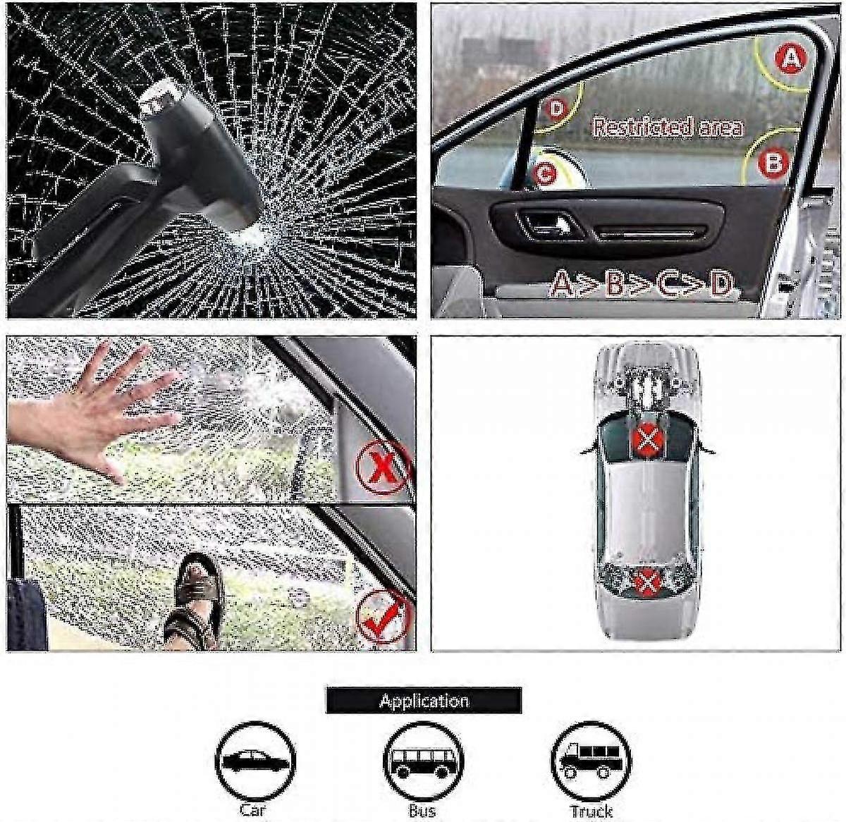 Car Glass Breaker - Premium Car Safety Hammer - Emergency Escape Tool ...