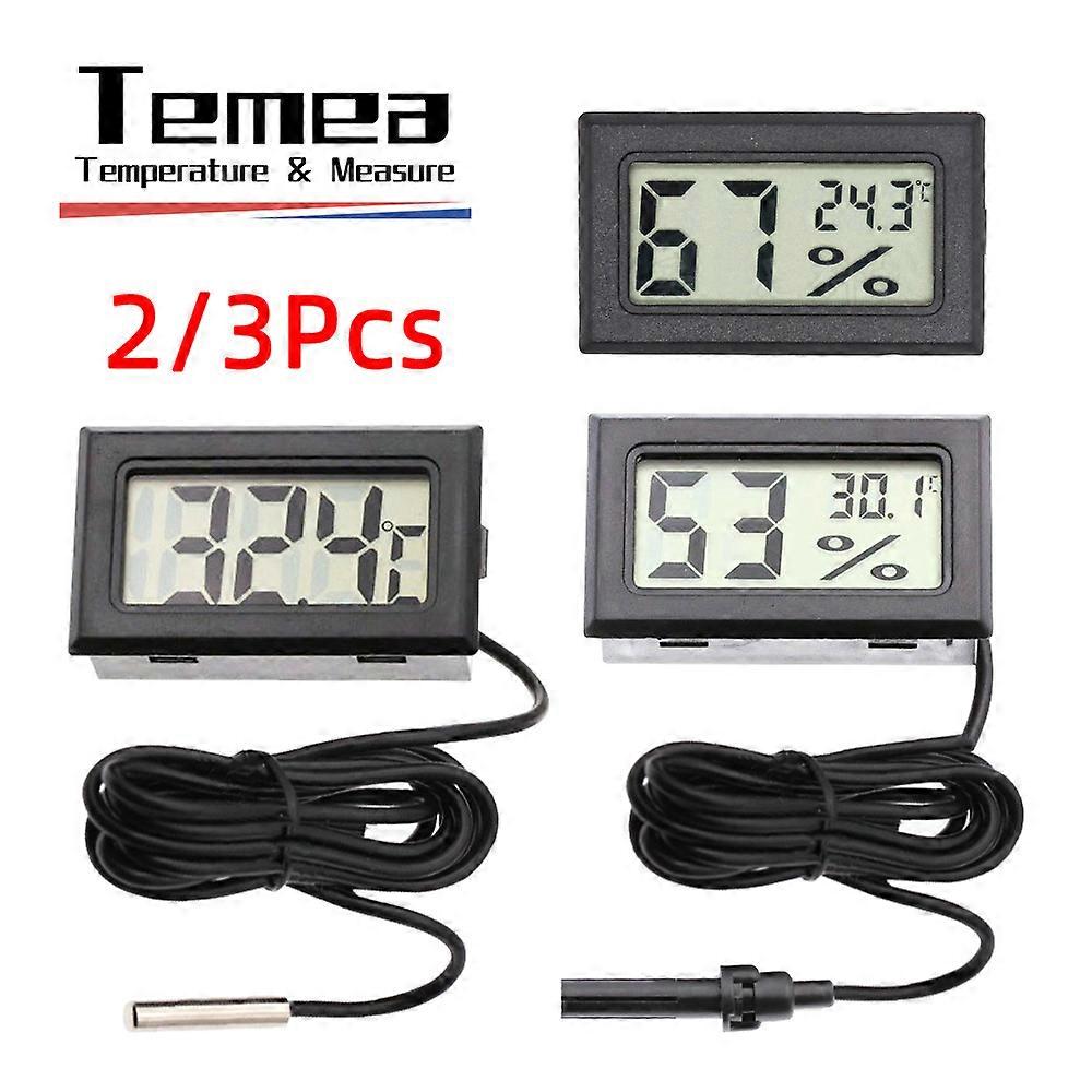 Temea 2/3 Pcs Mini Digital Thermometer Hygrometer with Probe Indoor ...
