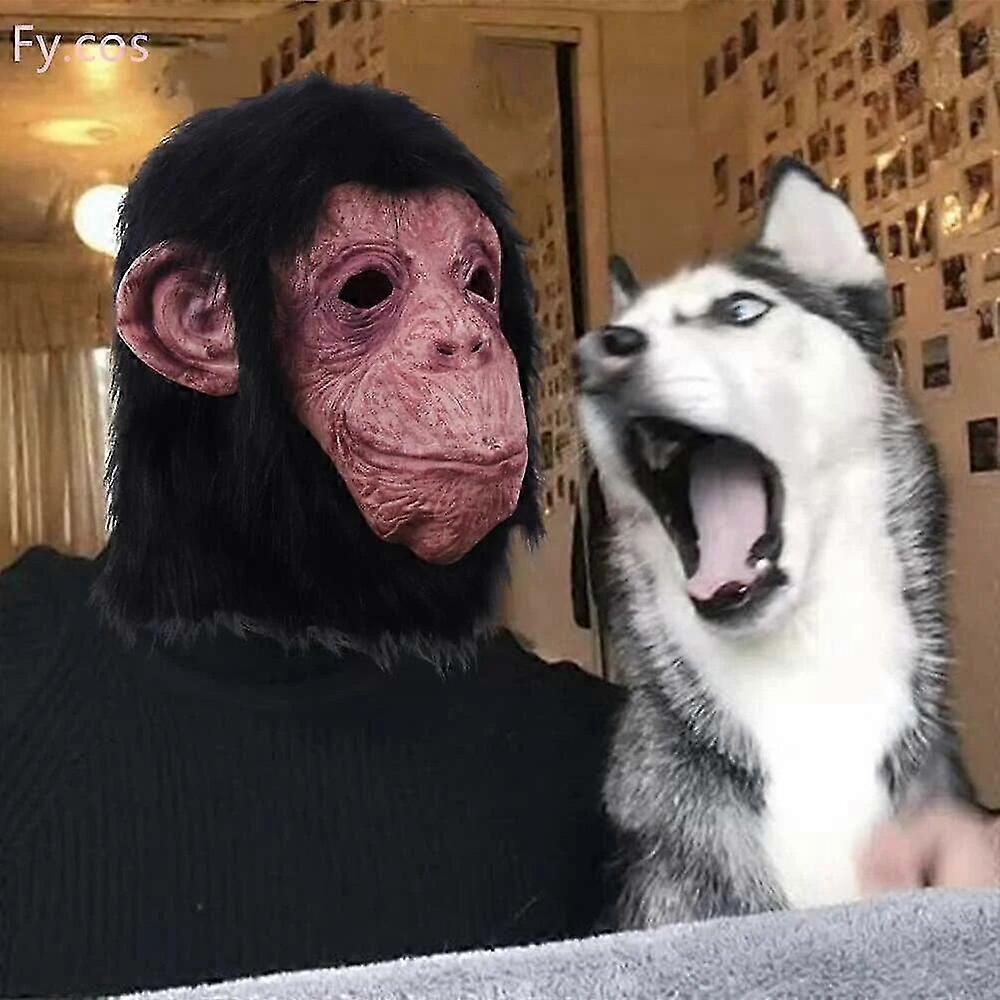 Monkey Full Face Mask Animal Latex Head Carnival Party Cosplay Helmet ...