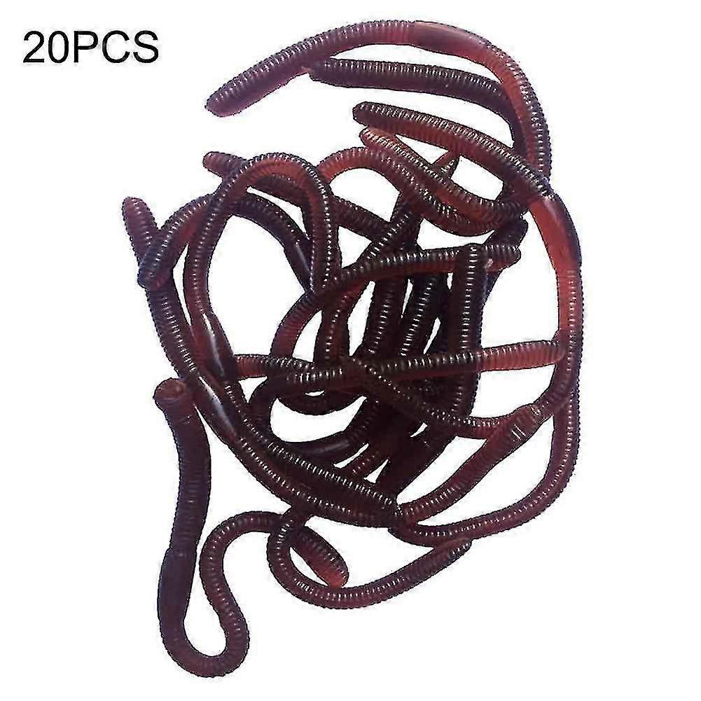 20 Pcs Simulation Earthworm Plastic Lifelike Worm Soft Earthworms Trick ...