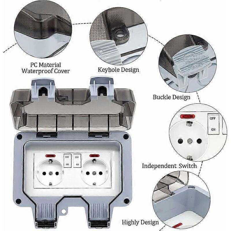 IP66 Waterproof Outdoor Socket Double Power Socket and Protection ...